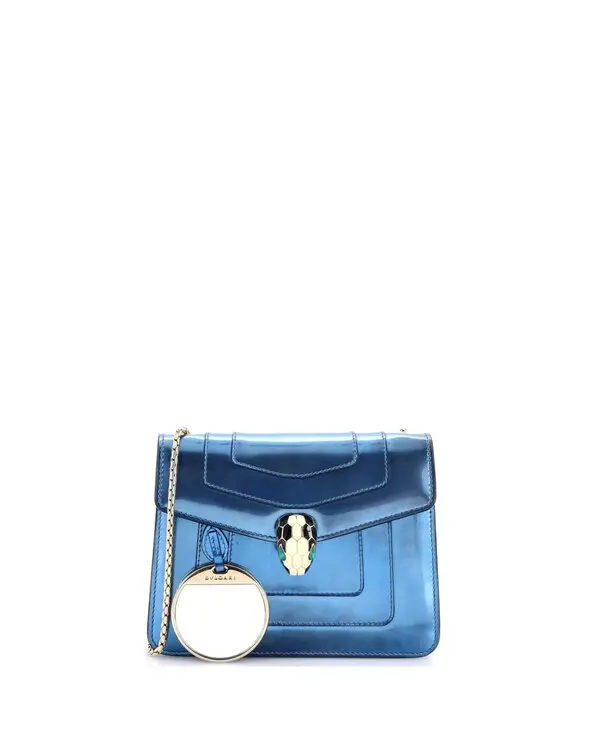 BVLGARI Small Serpenti Forever Square Shoulder Bag Metallic Leather