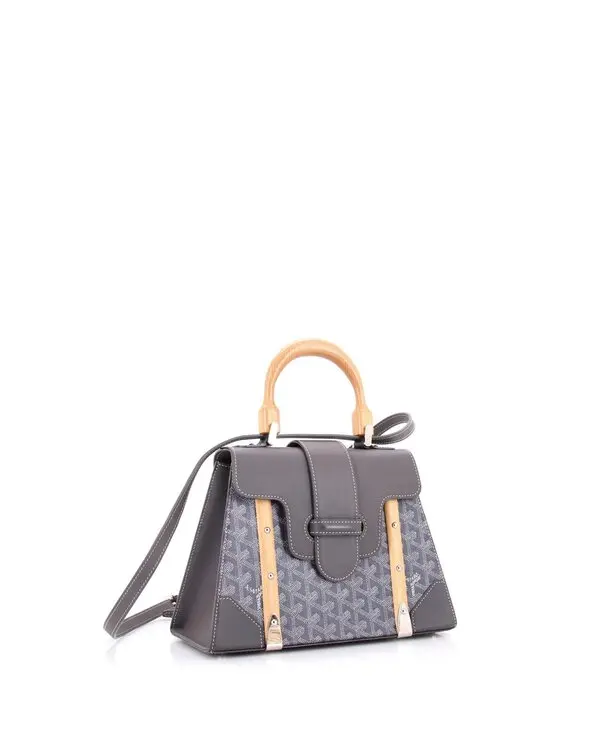 Goyard Pm Saigon Top Handle Bag Coated Canvas With Leather