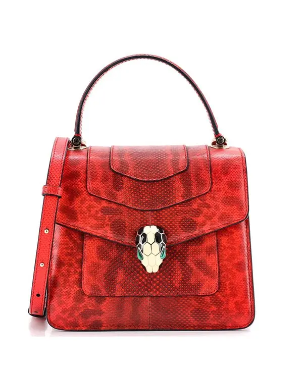 BVLGARI Small Serpenti Forever Top Handle Bag Karung - Red
