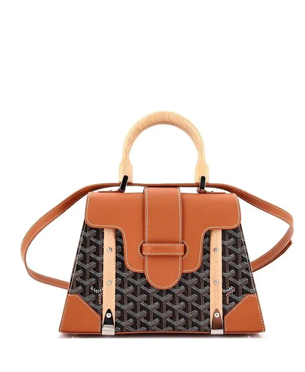 Goyard Pm Saigon Top Handle Bag Coated Canvas With Leather - Brown