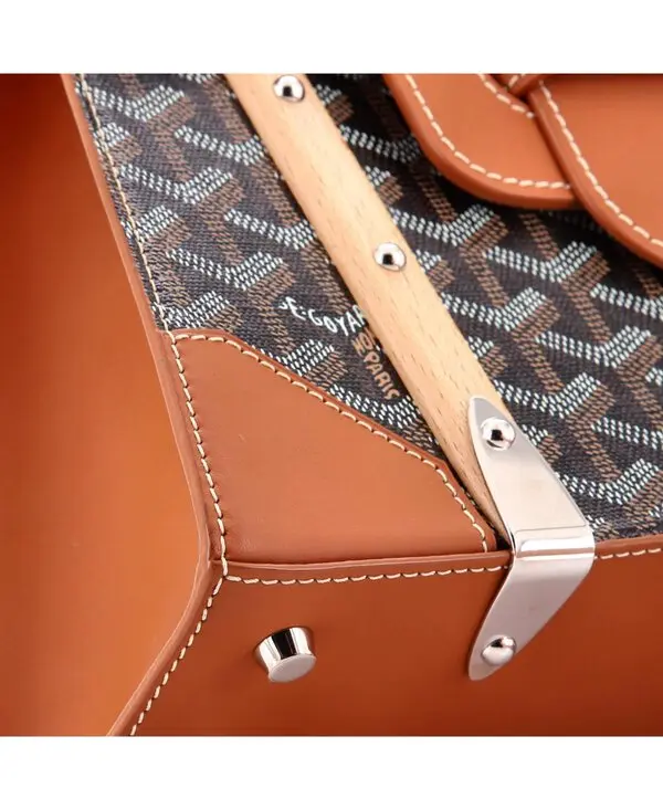 Goyard Pm Saigon Top Handle Bag Coated Canvas With Leather