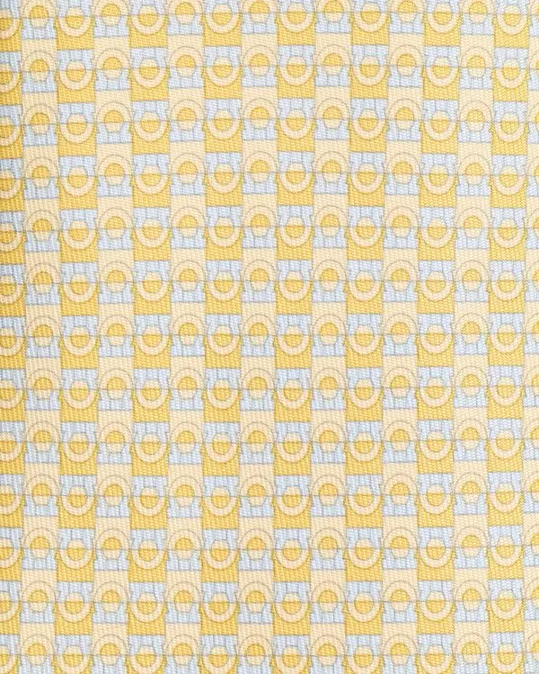 FERRAGAMO Silk Gancini Grid Neck Tie - F. Giallo