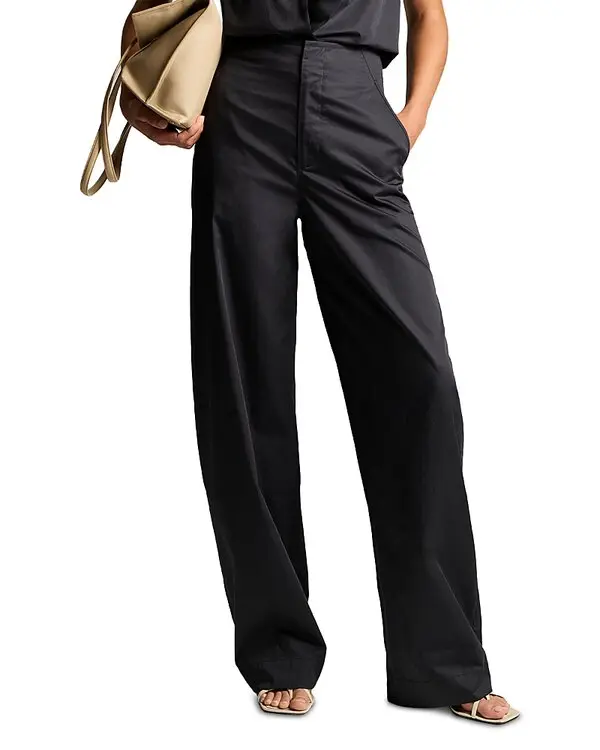 Vince Cotton High Rise Elastic Waist Pants - Ink
