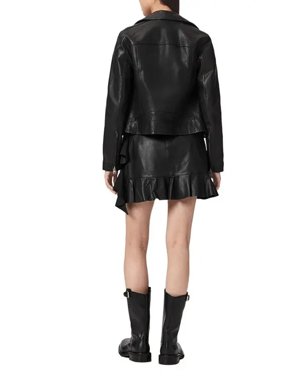 ALLSAINTS Luana Lea Leather Ruffle Skirt