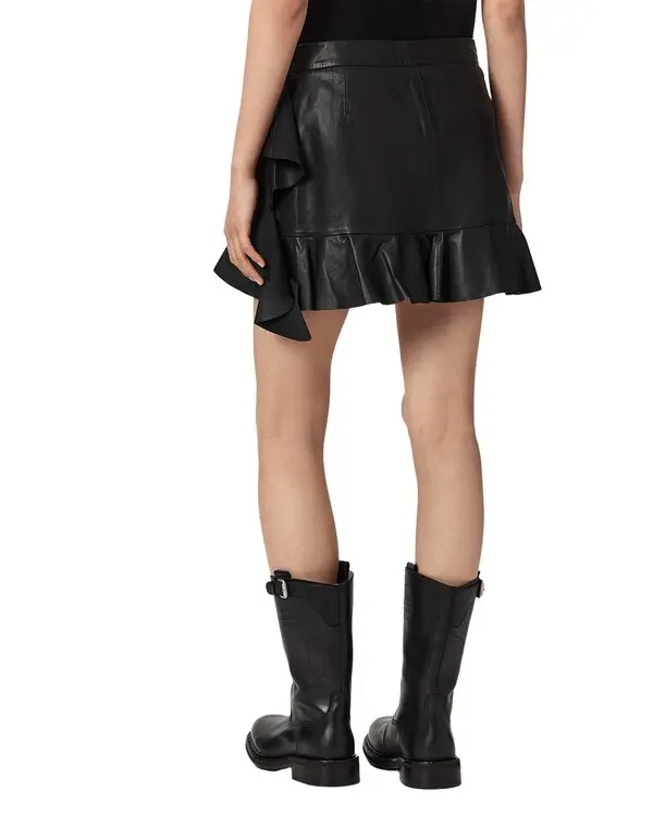 ALLSAINTS Luana Lea Leather Ruffle Skirt