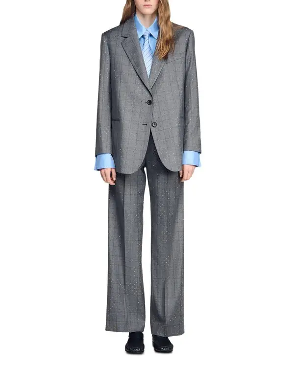 Sandro Checked Wool Jacket