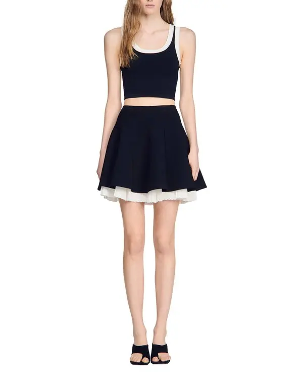 Sandro Maravilla Two Tone Knit Skater Skirt