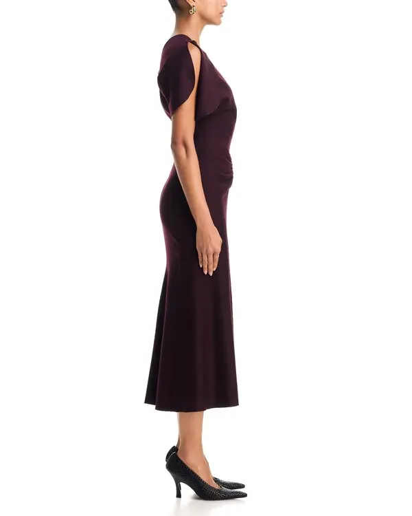 Victoria Beckham Bela Wool Midi Dress - Acai