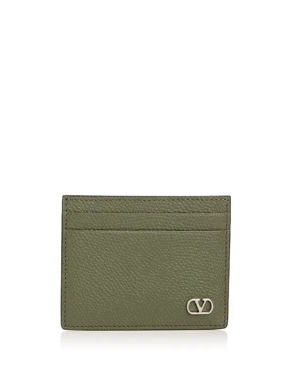 Valentino Garavani Vlogo Signature Leather Card Case - Grey