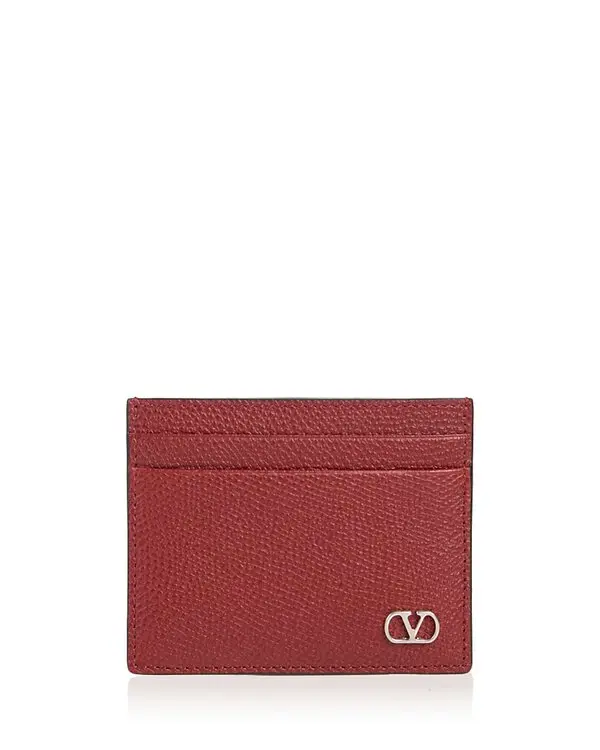 Valentino Garavani Vlogo Signature Leather Card Case - Red