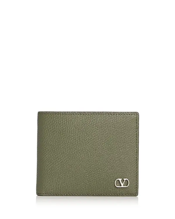 Valentino Garavani Vlogo Signature Leather Bifold Wallet - Grey