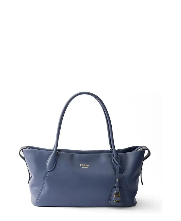 Prada Leather Tote Bag - Blue