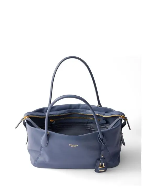 Prada Leather Tote Bag - Blue