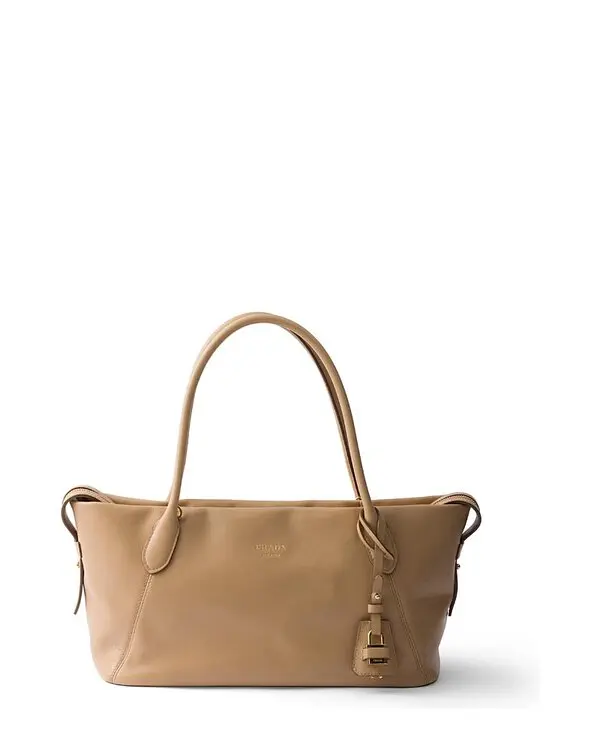 Prada Large Leather Tote Bag - Neutral