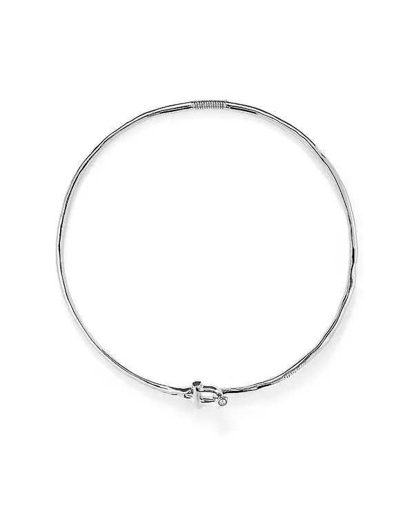 UNODE50 Choker Necklace With Front Clasp And White Topaz - Silver