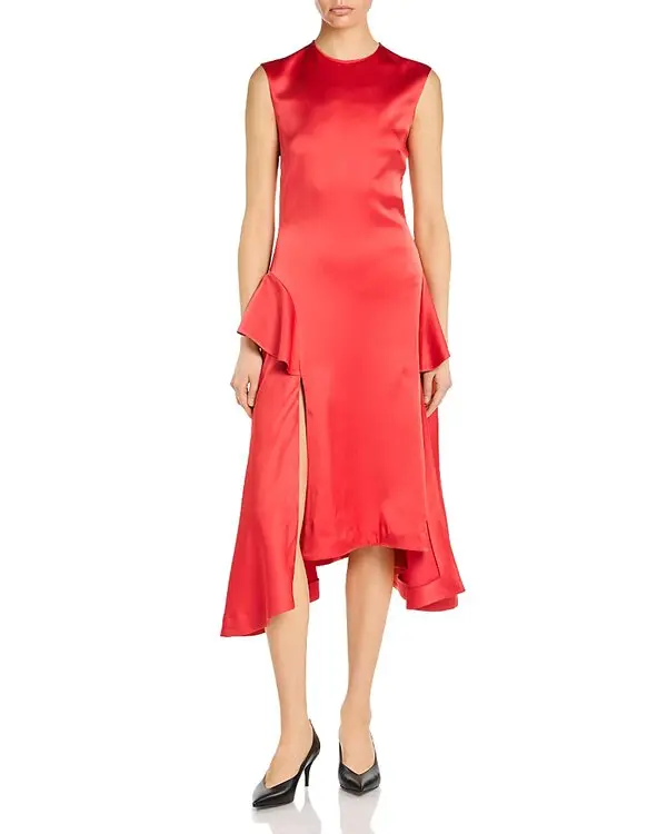 Stella McCartney Satin Midi Dress - Tomato