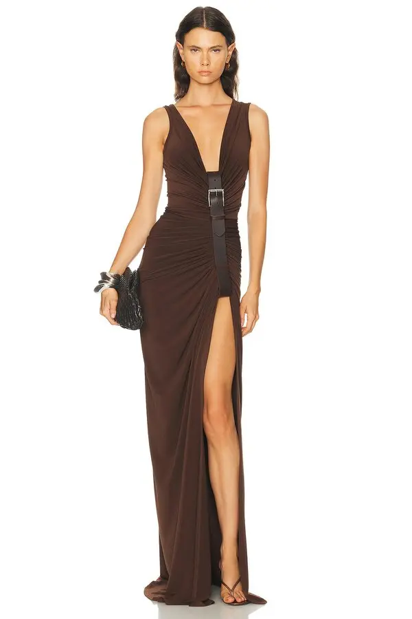 SID NEIGUM Gathered Belt Dress