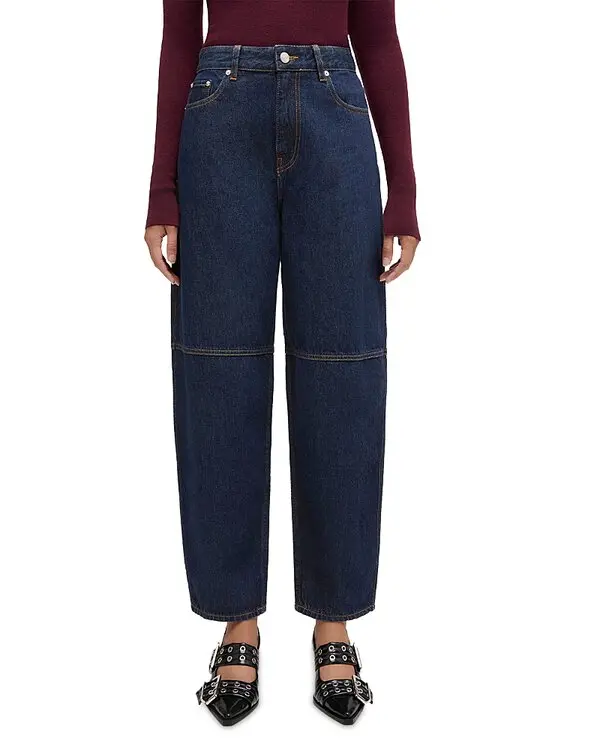 GANNI Essentials Mid Rise Barrel Jeans - Rinse