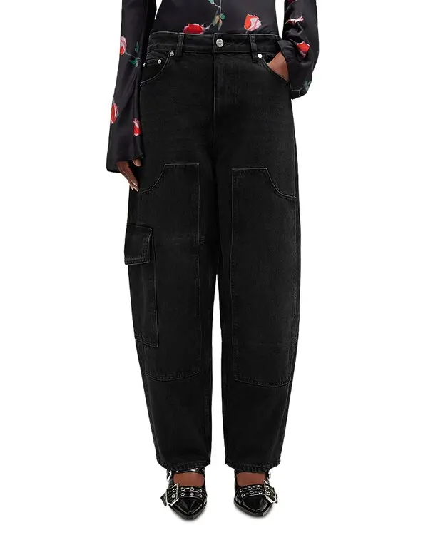 GANNI Essentials Rigid Low Rise Barrel Jeans - Black Washed