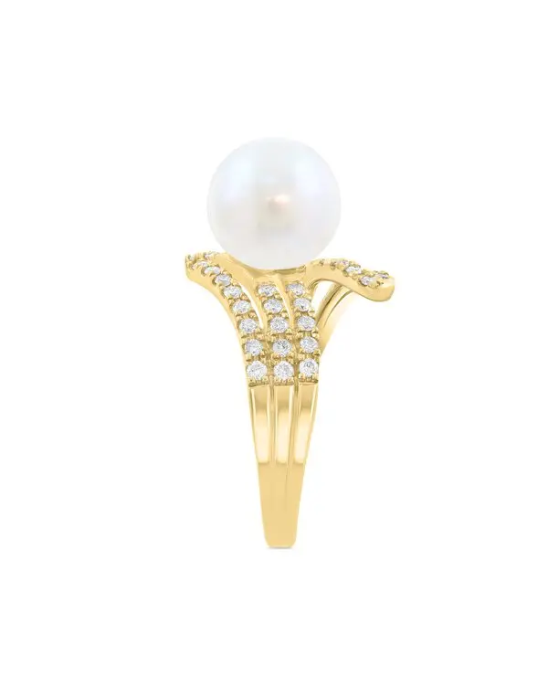 Bloomingdale'S Freshwater Pearl & Diamond Ring In 14k