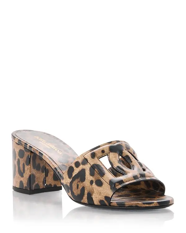 Dolce & Gabbana High Heel Slides - Leopard Print