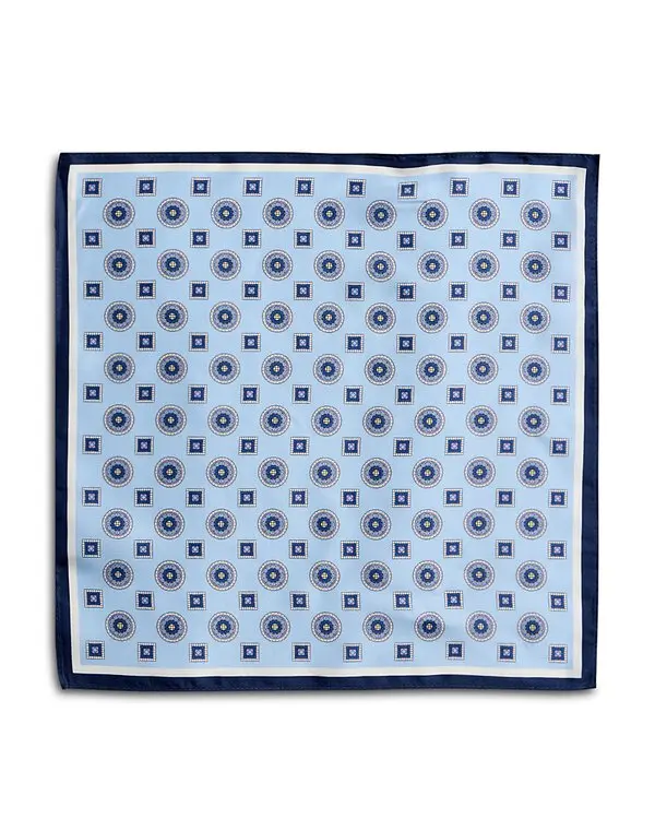Bloomingdale'S Medallion Silk Pocket Square Exclusive - Blue