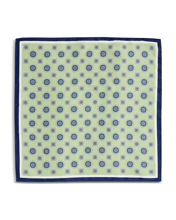 Bloomingdale'S Medallion Silk Pocket Square Exclusive - Green