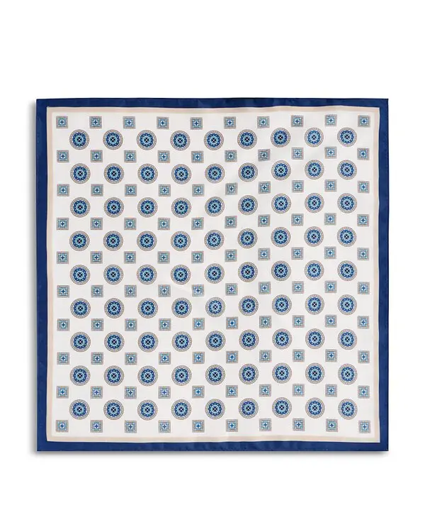 Bloomingdale'S Medallion Silk Pocket Square Exclusive - White