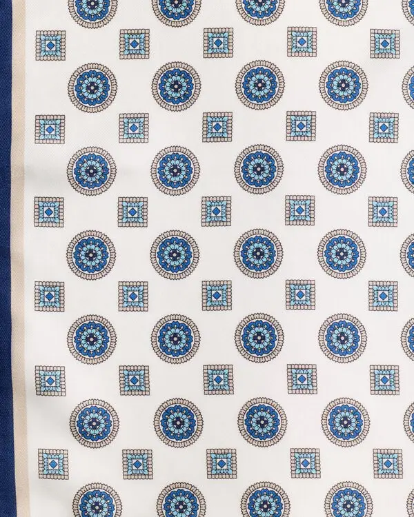 Bloomingdale'S Medallion Silk Pocket Square Exclusive - White