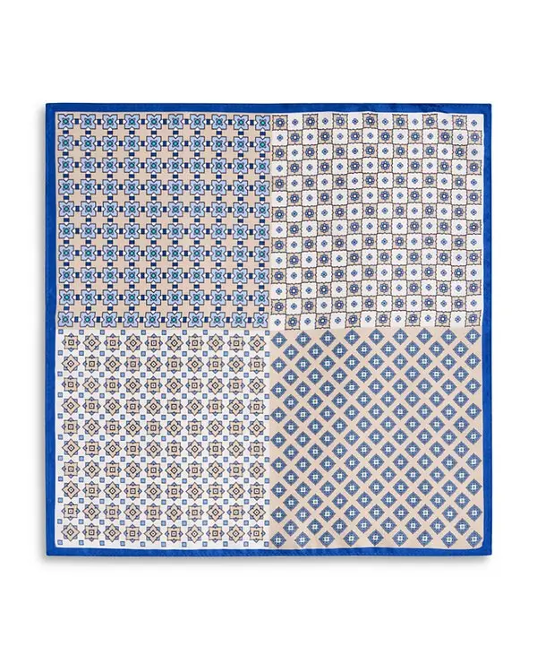 Bloomingdale'S Geometric Quadrant Silk Pocket Square - Beige
