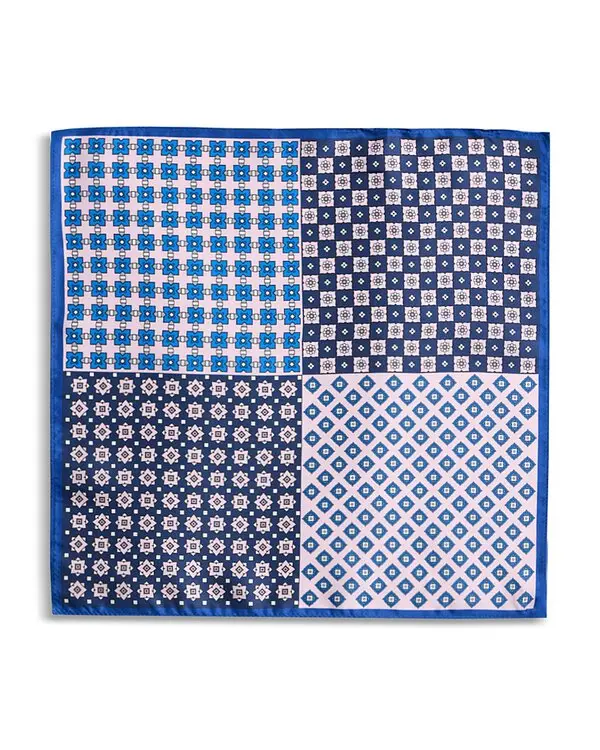 Bloomingdale'S Geometric Quadrant Silk Pocket Square - Pink