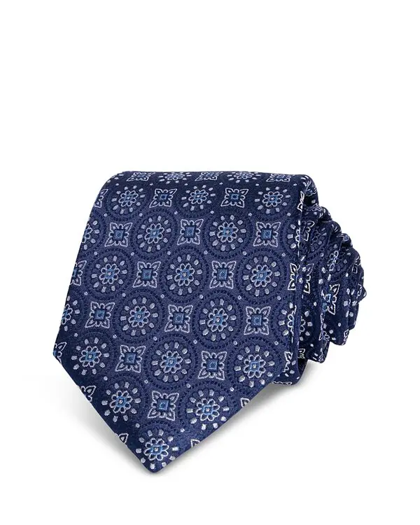 Bloomingdale'S Silk Classic Medallion Neck Tie - Navy