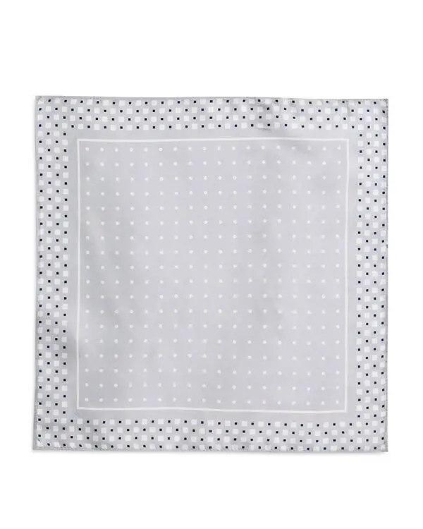 Bloomingdale'S Geometric Dot Silk Pocket Square Exclusive - Grey