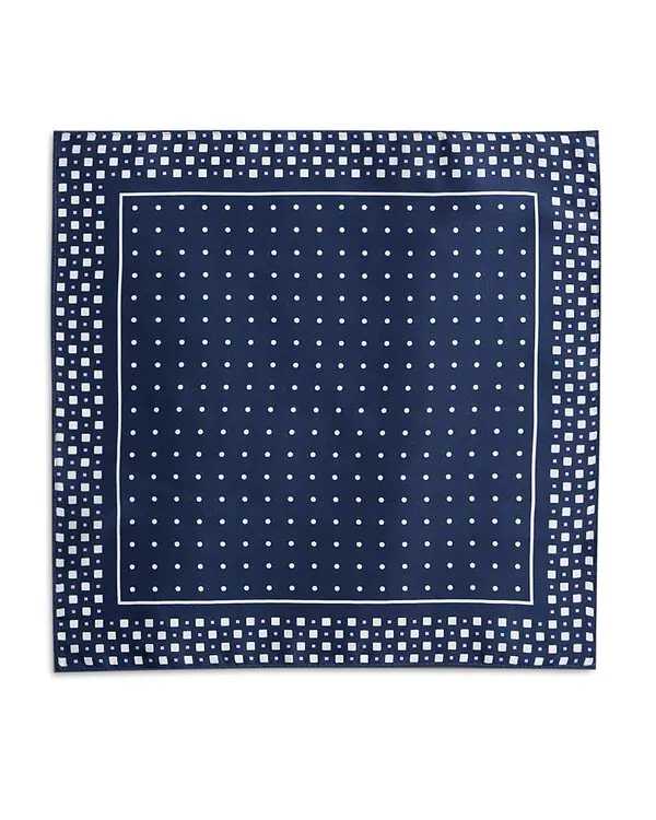 Bloomingdale'S Geometric Dot Silk Pocket Square Exclusive - Navy