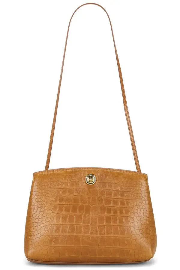 LIFFNER Croc-embossed Leather Pushlock Pouch With Shoulder Strap - Nougat