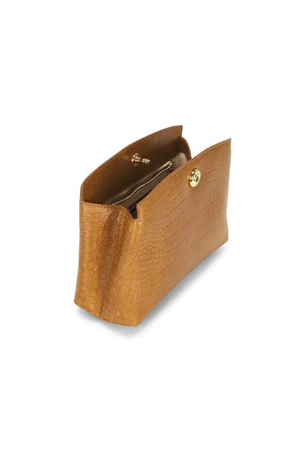 LIFFNER Pushlock Pouch In Croc-embossed Calf Leather
