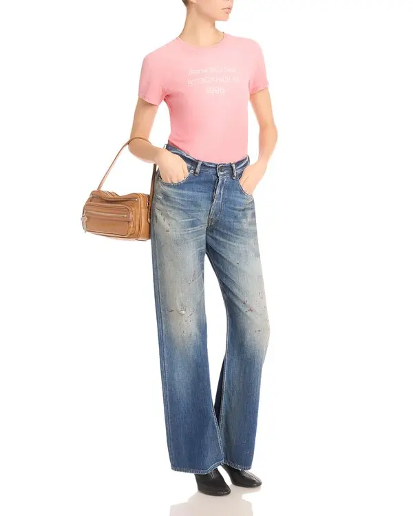 Acne Studios 2021f Mid Rise Wide Leg Jeans - Mid Blue