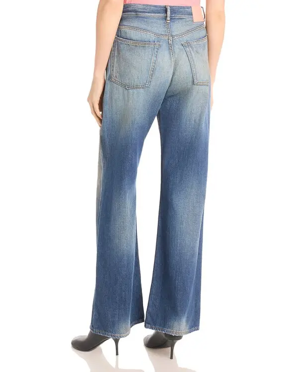 Acne Studios 2021f Mid Rise Wide Leg Jeans - Mid Blue