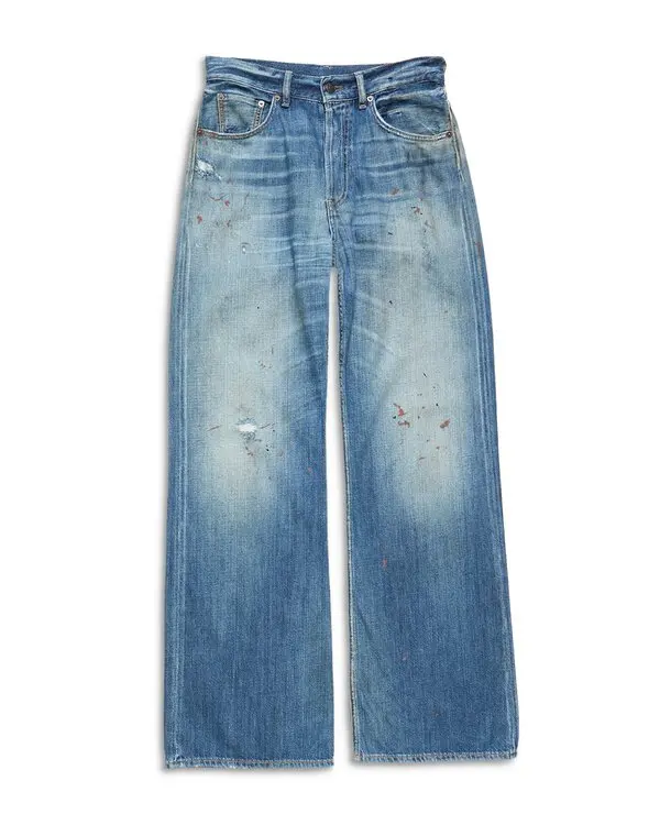 Acne Studios 2021f Mid Rise Wide Leg Jeans - Mid Blue