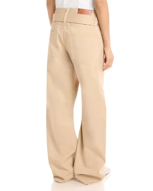 Acne Studios Belted Cotton-blend Trousers - Pale Beige