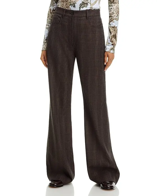 Acne Studios Plaid Wool Blend Trousers - Brown/black