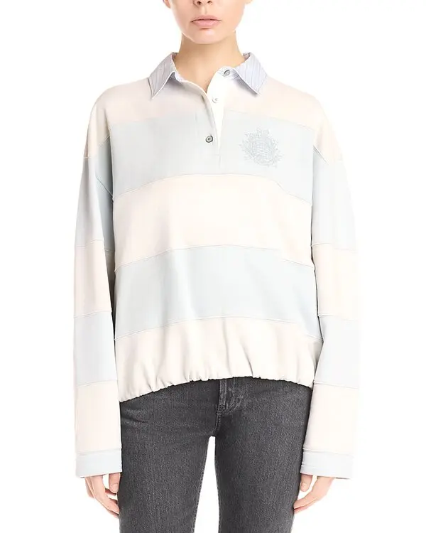 Acne Studios Striped Polo Sweatshirt - Light Blue