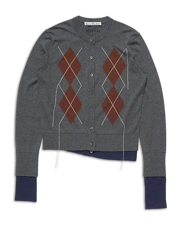 Acne Studios Layered Look Cardigan Sweater - Dark Grey/multi
