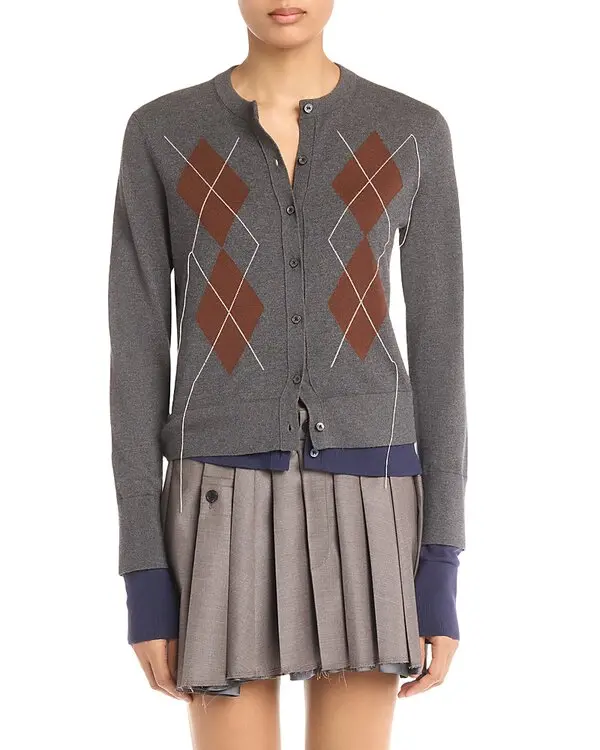 Acne Studios Layered Look Cardigan Sweater - Dark Grey/multi