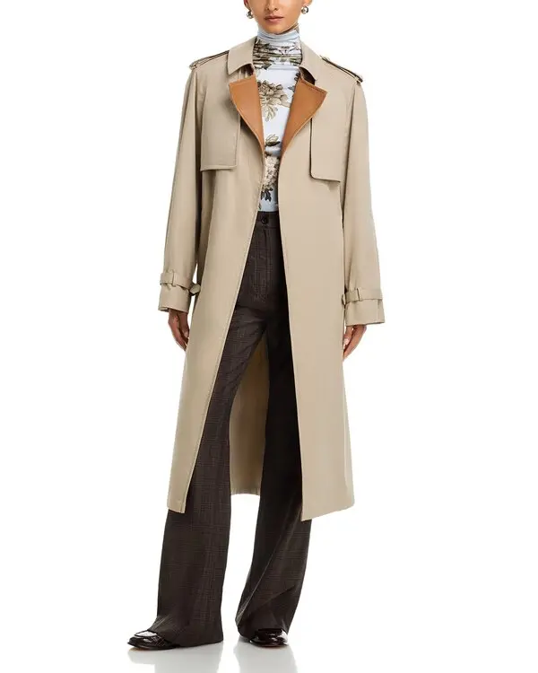 Acne Studios Belted Leather Lapel Trench Coat