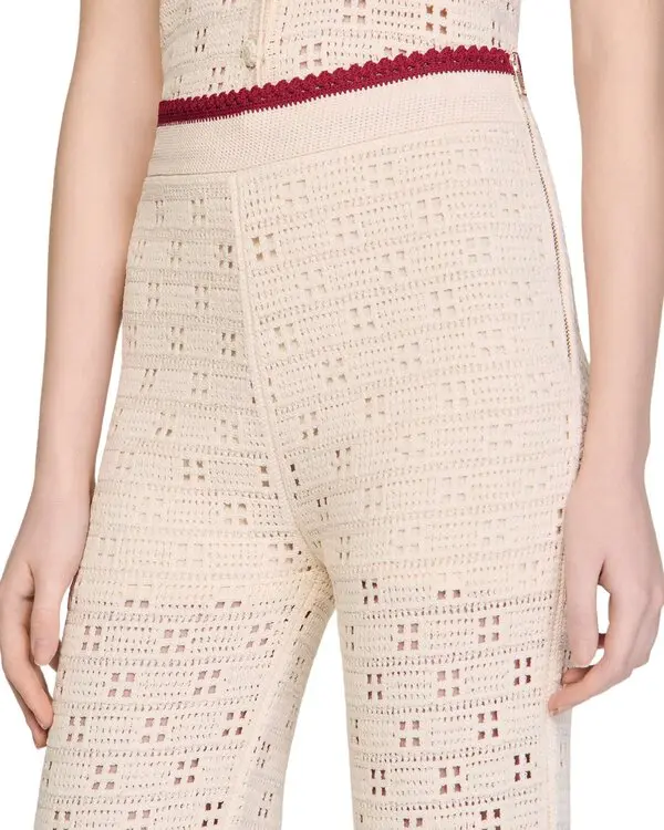 Sandro Crochet Look Knit Trousers