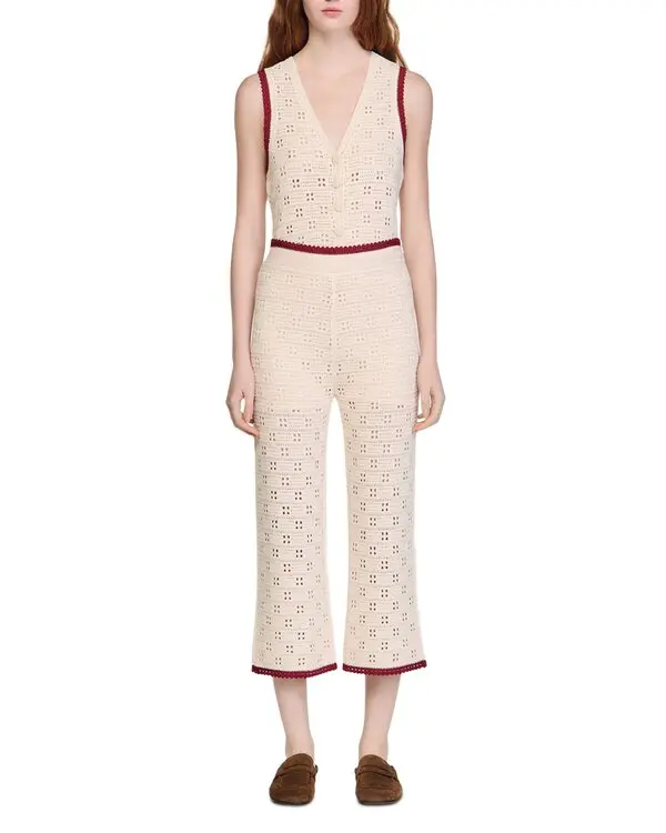 Sandro Crochet Look Knit Trousers