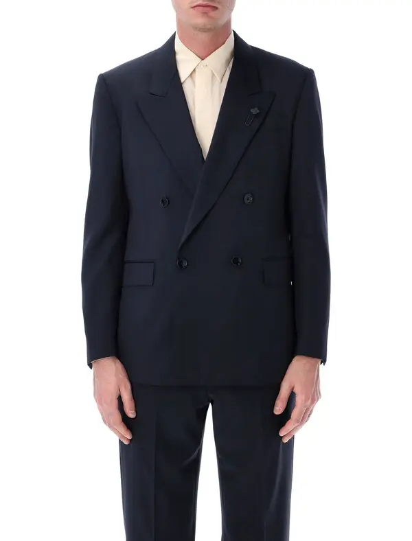 LARDINI Double-breasted Four-button Blazer - Blue
