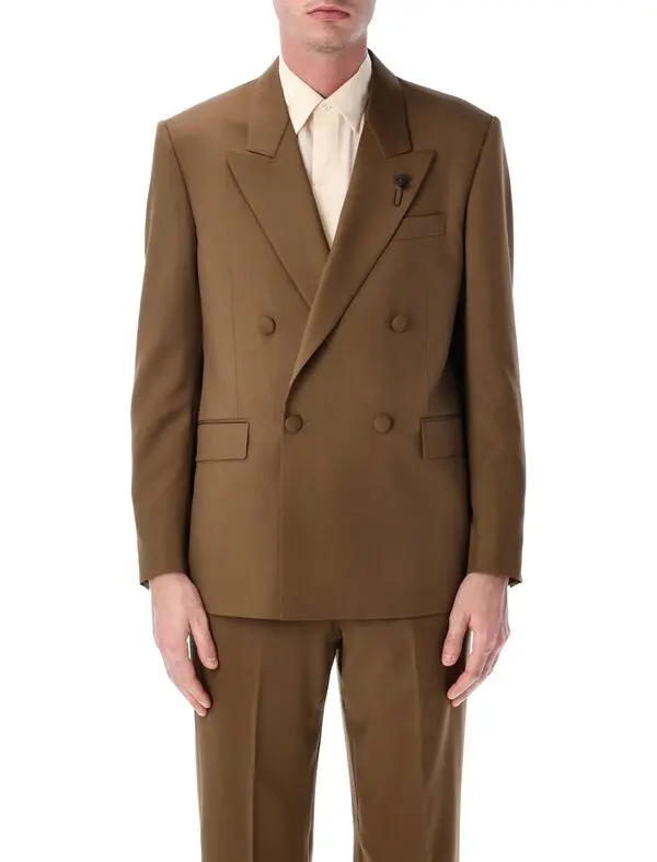 LARDINI Double-breasted Four-button Jacket - Brown