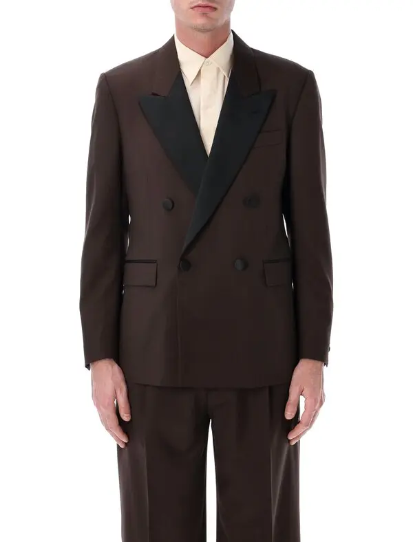 LARDINI Double-breasted Wool Tuxedo - Brown